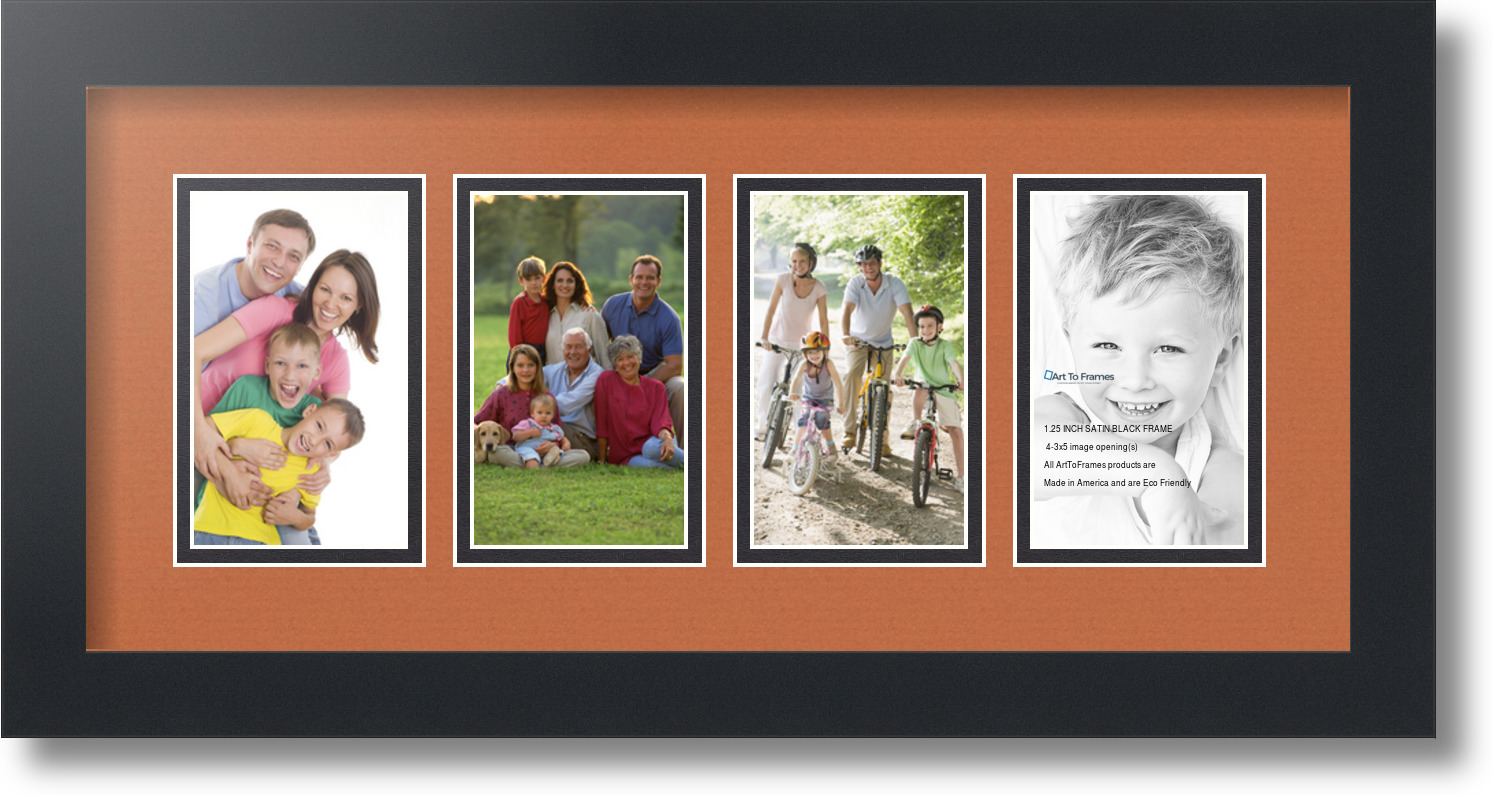 ArtToFrames Collage Mat Picture Photo Frame - 4 3x5" Openings in Satin ...